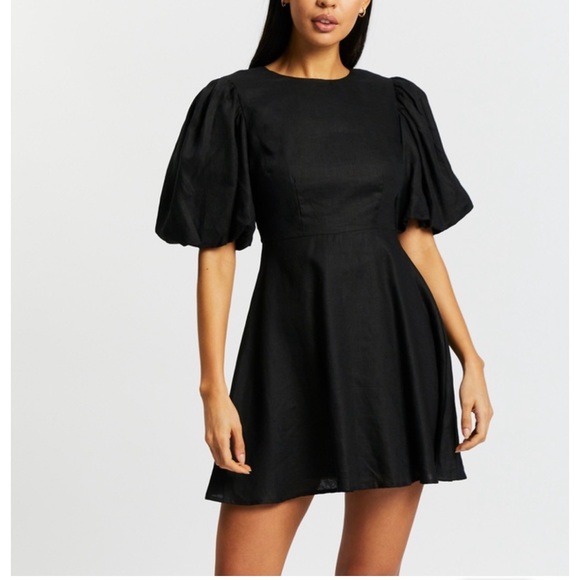 Aere | Dresses | Aere Puff Sleeve Linen Mini Dress | Poshmark